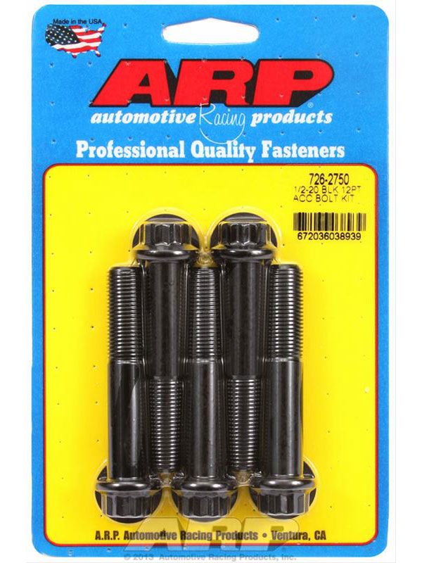 Buy ARP Bolt Kit 12PT 1/2"-20 x 2.750" UHL w/ 9/16" Socket Black 5pk ...
