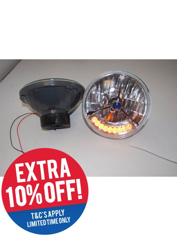 Buy RPC 7" H4, Headlight, With 9, Led Amber Turn Signal, Tri-Bar ...