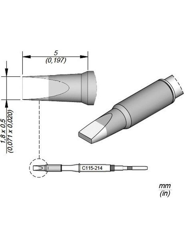 Buy JBC Cartridge Chisel 1.8x0.5 S1 C115214 Online | Rolan Australia