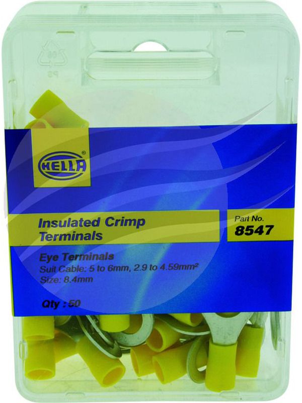 Buy Hella Pack 50 Terminal Eye Yellow 8.4 8.4mm Insulated Pack 50 8547 ...