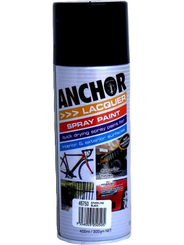 Buy Anchor Lacquer Paint Aerosol Spray Sparkling Black 300g 46750 ...