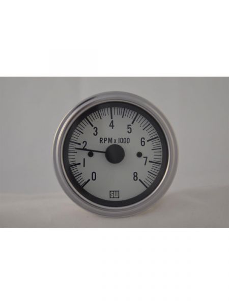 Buy Stewart Warner Tacho Electric 0-8000 Rpm Battery Ignition White ...