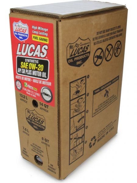 Buy Lucas Oil Synthetic SAE 0W20 Oil 22.7L Bag In Box Optimized Storage ...