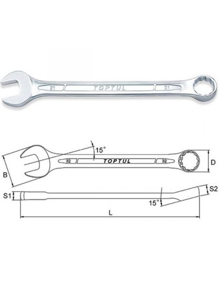 Buy Toptul 35mm Standard Combination Spanner Satin Chrome Finished ...