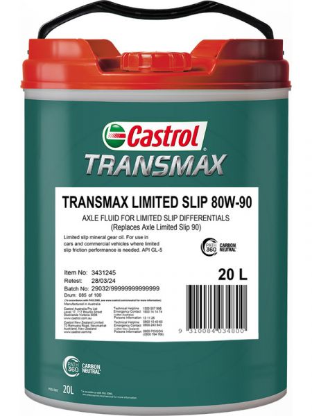 Buy Castrol Transmax Limited Slip 80W-90 Axle Gl-5 Differential Oil 20L ...