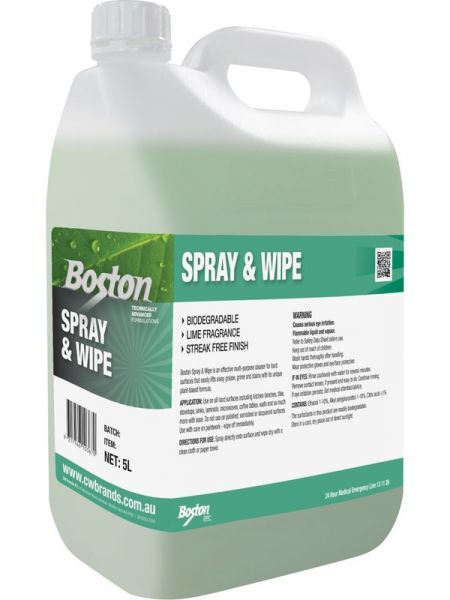 Buy Boston Spray & Wipe Biodegradable Lime Fragrance 5L BSW5 Online ...